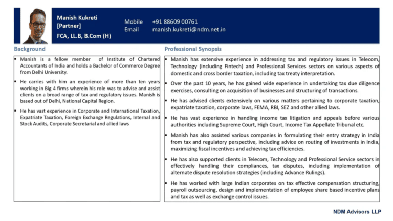 Appointment of Foreign Director – NDM Advisors LLP